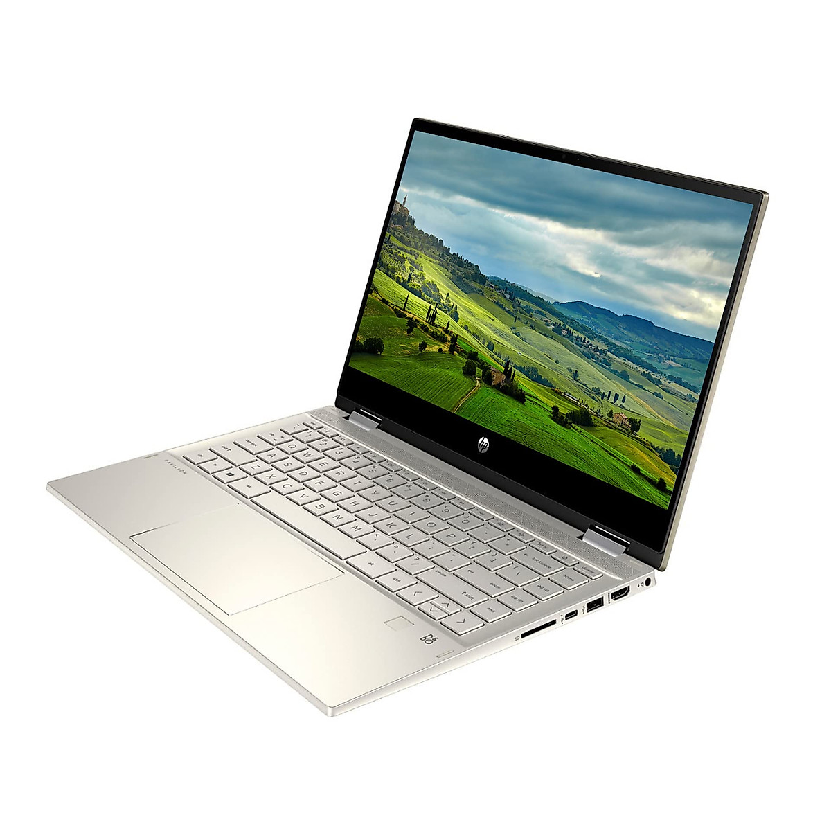 HP Pavilion 14 FHD Spin 2-in-1 Convertible Touchscreen Laptop, 2023 Newest Upgrade, Intel Core i5-1135G7, 8GB RAM, 256GB SSD, HDMI, FP Reader, Wins 11, School & Business Ready, ROKC HDMI Cable, Gold