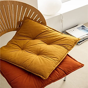 SUIVI HU Chair Pads Seat Cushions,Chair Cushions with Ties,Square Seat Pad for Dining Chairs,Office Chairs,Soft Warm Floor Cushion Chair Cushion for Adult and Kids 4 Pack 18''x18''