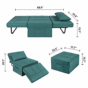 Polar Aurora Ottoman Sofa Bed 4 in 1 Multi-Function Folding Sleeper Chair Bed Adjustable Recliner for Living Room (Green)
