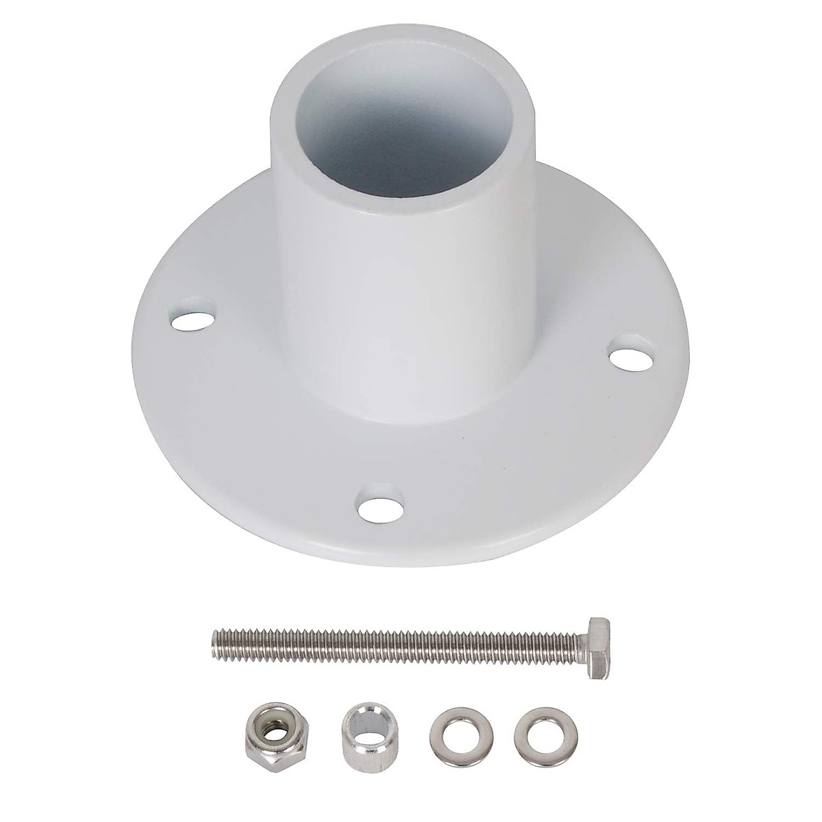 HECASA Deck Anchor Flange Cast Above Ground Pool Ladders Handrails or Slide - 1 7/8” Inch Diameter of 1.9" Aluminum White (1Pc)