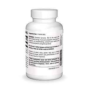 Source Naturals L-Tyrosine -Free Form Amino Acid Supplement - 100 Tablets