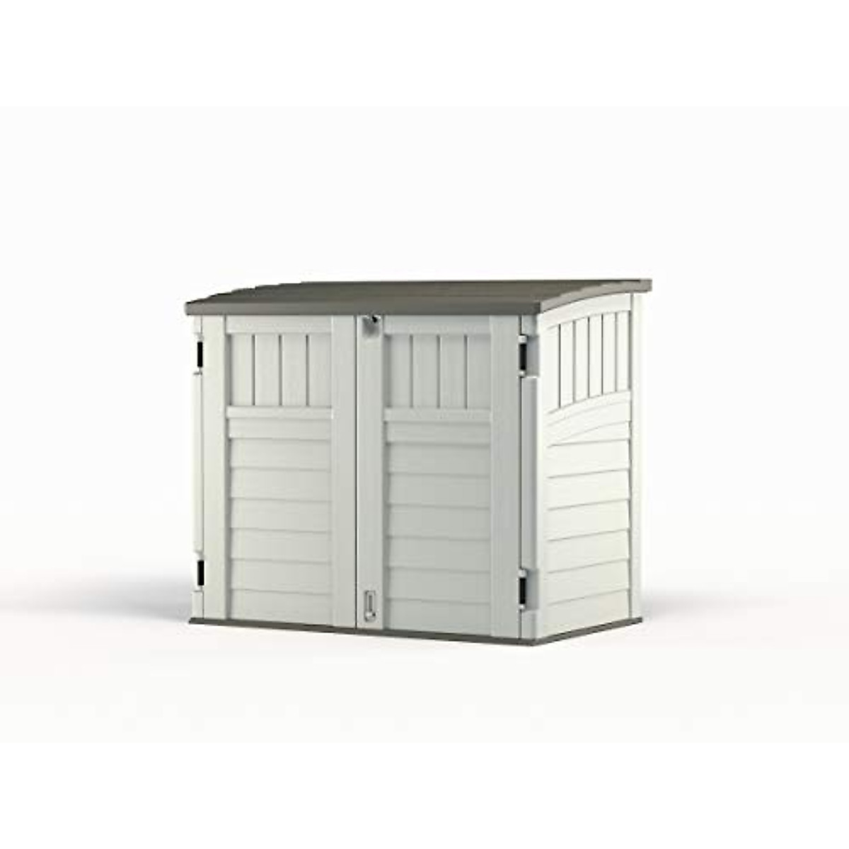 Suncast Horizontal Outdoor Storage Shed for Backyards and Patios 34 Cubic Feet Capacity for Garbage Cans, Tools and Garden Accessories, No Size, Vanilla