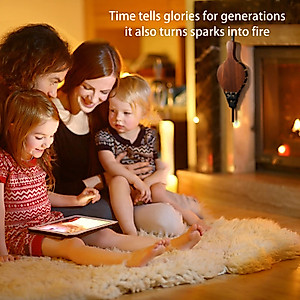 TJ.MOREE Fireplace Bellows Indoor 15.5"x 6.9" Wood Fire Blower with Hanging Strap, Metal Nozzle, Great Tool for Fireplace, Fire Pit, Wood Stove, BBQ, Outdoor Camping - Brown