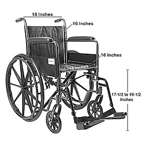 McKesson Wheelchair, Swing Away Foot Leg Rest, Fixed Arm, 18 in Seat, 300 lbs Weight Capacity, 1 Count