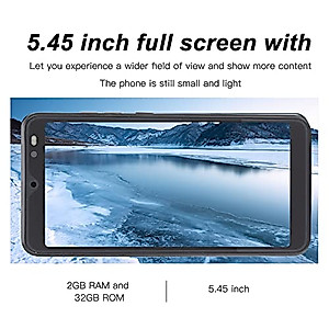 Rino8 Pro 5.45 Inch Unlocked Cellphone, 2GB RAM 32GB ROM, Dual SIM Dual Standby for Android Smartphone, 2200mAh Mobile Phone(5.45" Black)