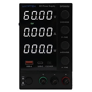 DC Power Supply Variable 300W, DPS605U Bench Power Supply with Encoder Adjustment Knob, DC Regulated Power Supply with USB Quick-Charge for Burn-in Test Production Line Test Laboratory (60V 5A Black)