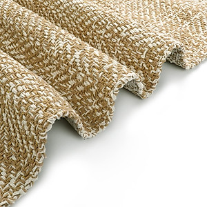 LEEVAN Washable Area Rug 4x6, Hand-Woven Cotton Living Room Rug, Tan/Cream Braided Bedroom Rug, Farmhouse Indoor/Outdoor Floor Carpet for Patio, Nursery, Office, Playroom, Dining Room