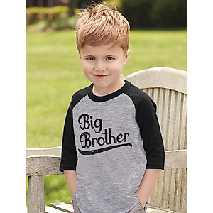 Sibling Boys Big Brother Shirt Baby Announcement Kids 3/4 Sleeve Raglan T-Shirt 4T Dark Gray