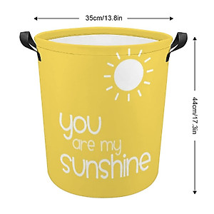 Large Laundry Hamper, Bag, You Are My Sunshine Yellow Waterproof Dirty Clothes Laundry Basket Collapsible Washing Bin with Handles for College Dorm, Family Essentials