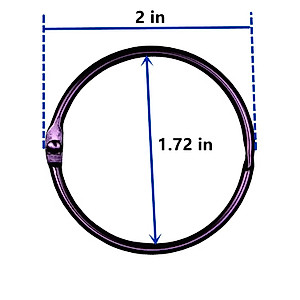 Black Shower Curtain Rings 2 inch (12 Pack) Metal Round Hooks Ring Rustproof for Bathroom Rod