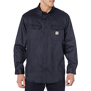 Carhartt mens Flame Resistant Lightweight Twill (Big & Tall) button down shirts, Dark Navy, XX-Large Tall US