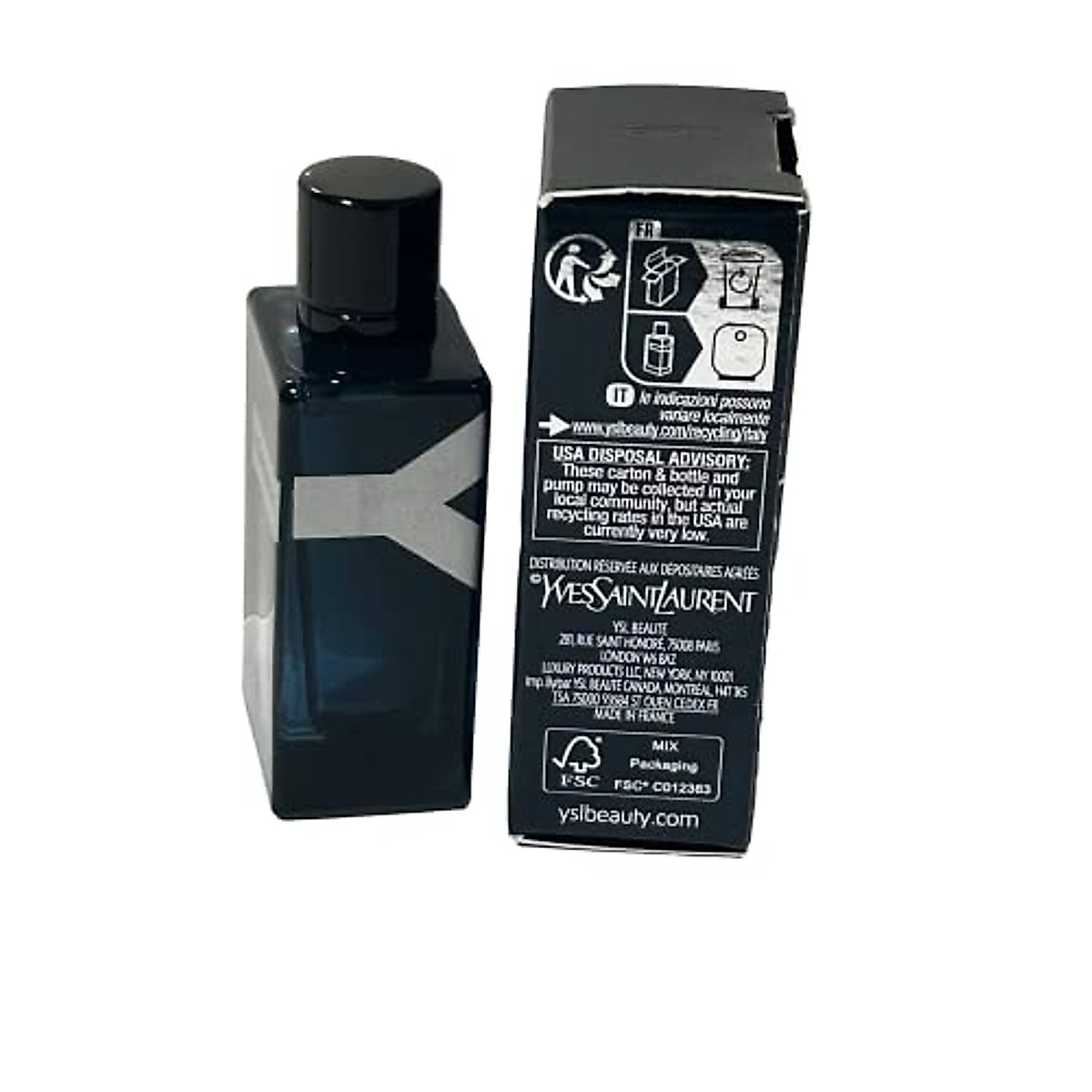 Yves Saint Laurent YSL Y Men Perfume INTENSE Parfum mini splash on SMALL TRAVEL SIZE 7.5 ml / 0.25 Fl oz