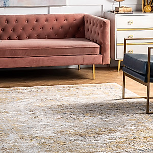 nuLOOM Madisson Vintage Faded Medallion Accent Rug, 3x5, Gold