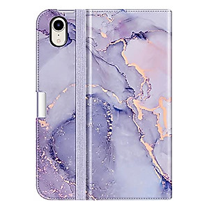 Fintie Folio Case for iPad Mini 6 2021, Multi-Angle Smart Stand Cover w/Pencil Holder & Pocket, Auto Sleep/Wake for iPad Mini 6th Generation 8.3 Inch, Lilac Marble