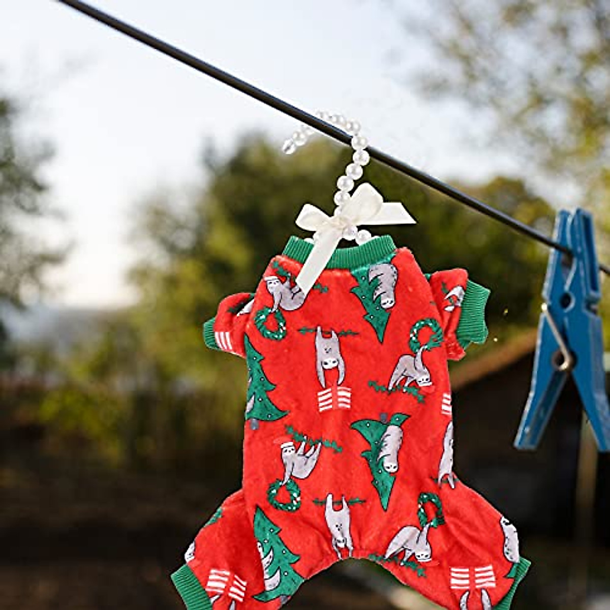 balacoo 5pcs Dog Cat Pet Clothes Hanger Pearl Beads Metal Elegant Clothes Hangers Dress Coat Hangers Closet Coat Dry Rack Storage Organizer for Children 20CM