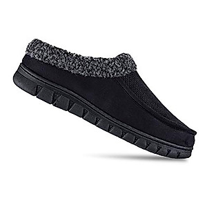 Dickies Men's Open and Closed Back Memory Foam Slippers with Indoor/Outdoor Sole, Black, Large