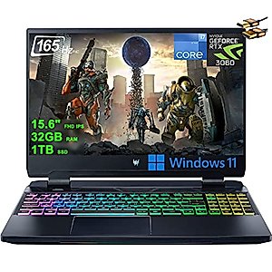 acer Predator Helios 300 15 Gaming Laptop 15.6" FHD IPS 165Hz Display 12th Gen Intel 14-Core i7-12700H 32GB RAM 1TB SSD GeForce RTX 3060 6GB RGB Backlit USB-C Thunderbolt MiniDP Win11 + HDMI Cable
