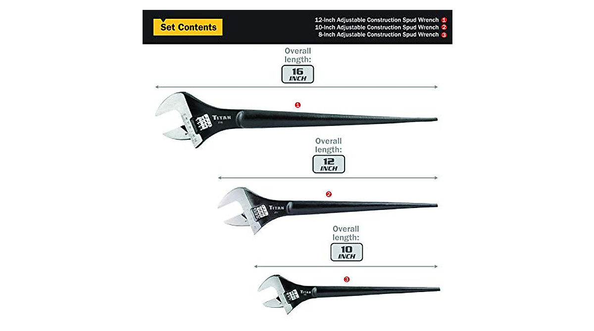 Titan 223 Adjustable Spud Wrench Set - 3 Pieces
