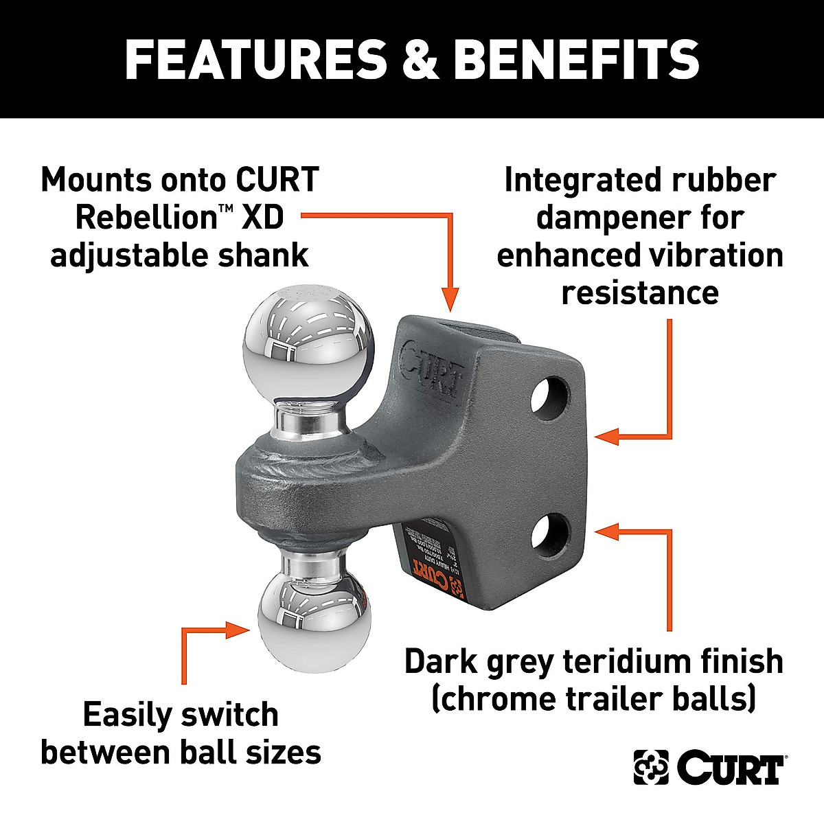 CURT 45952 Replacement Rebellion XD Dual Ball, 2, 2-5/16-Inch, Up to 15K