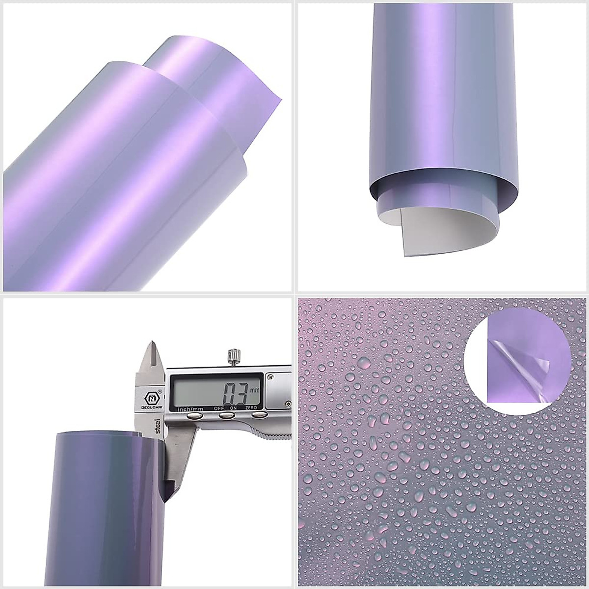 XhuangTech Chameleon Vinyl Wrap Grey to Purple Adhesive Car Body Film Sticker Decal Sheet Roll Air Bubble Release DIY (Grey to Purple, 60" x 59FT （1.52M x 18M)