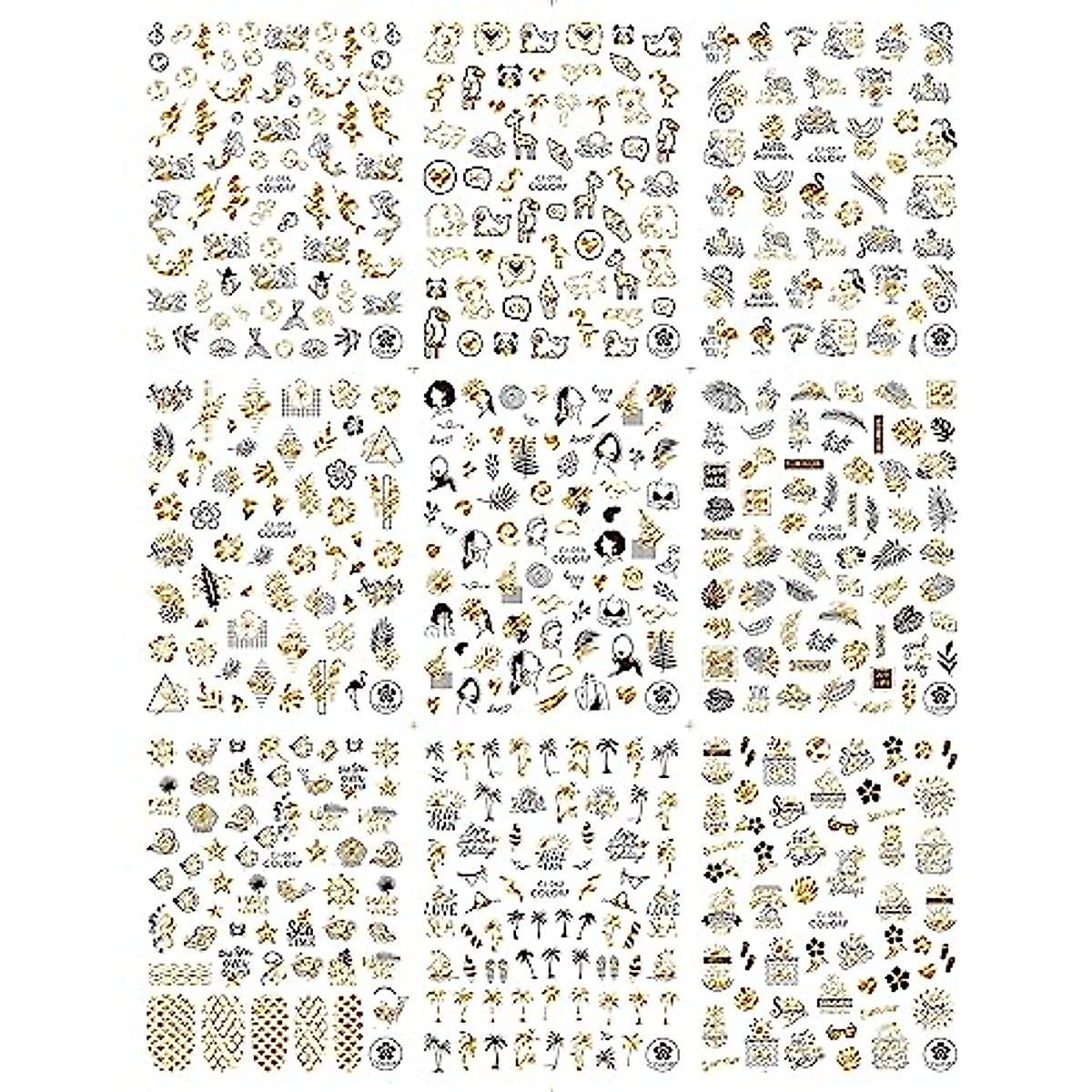 JMEOWIO 9 Sheets Beach Nail Art Stickers Decals Self-Adhesive Pegatinas Uñas Summer Tropical Ocean Shark Nail Supplies Nail Art Design Decoration Accessories