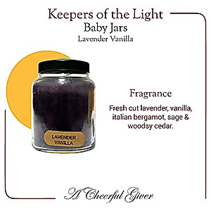 A Cheerful Giver - Lavender Vanilla Baby Scented Glass Jar Candle (6oz) with Lid & True to Life Fragrance Made in USA