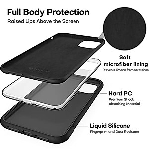 CellEver Ultra Durable Silicone Case for iPhone 11 Military Grade Drop Protection [3 Layers & Double Coated] [Slim Fit] Shockproof Lightweight Cover with Soft Microfiber Lining 6.1 Inch, Black