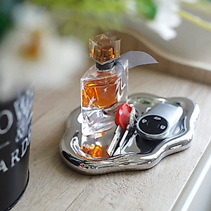 MDFAYE Jewelry Dish Trinket Tray for Women, Ring Dish Holder, Unique Cloud Shape Ceramic Plate Cute Things Vanity Aesthetic Room Decor Mother's Day Birthday Christmas Warm House Gifts (Silver)