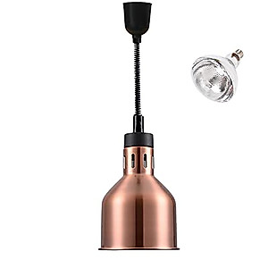 KOUWO Commercial Food Heat Lamp Infrared Food Warmer Hanging Heating Lamps for Food Service Restaurant Buffet(Copper)