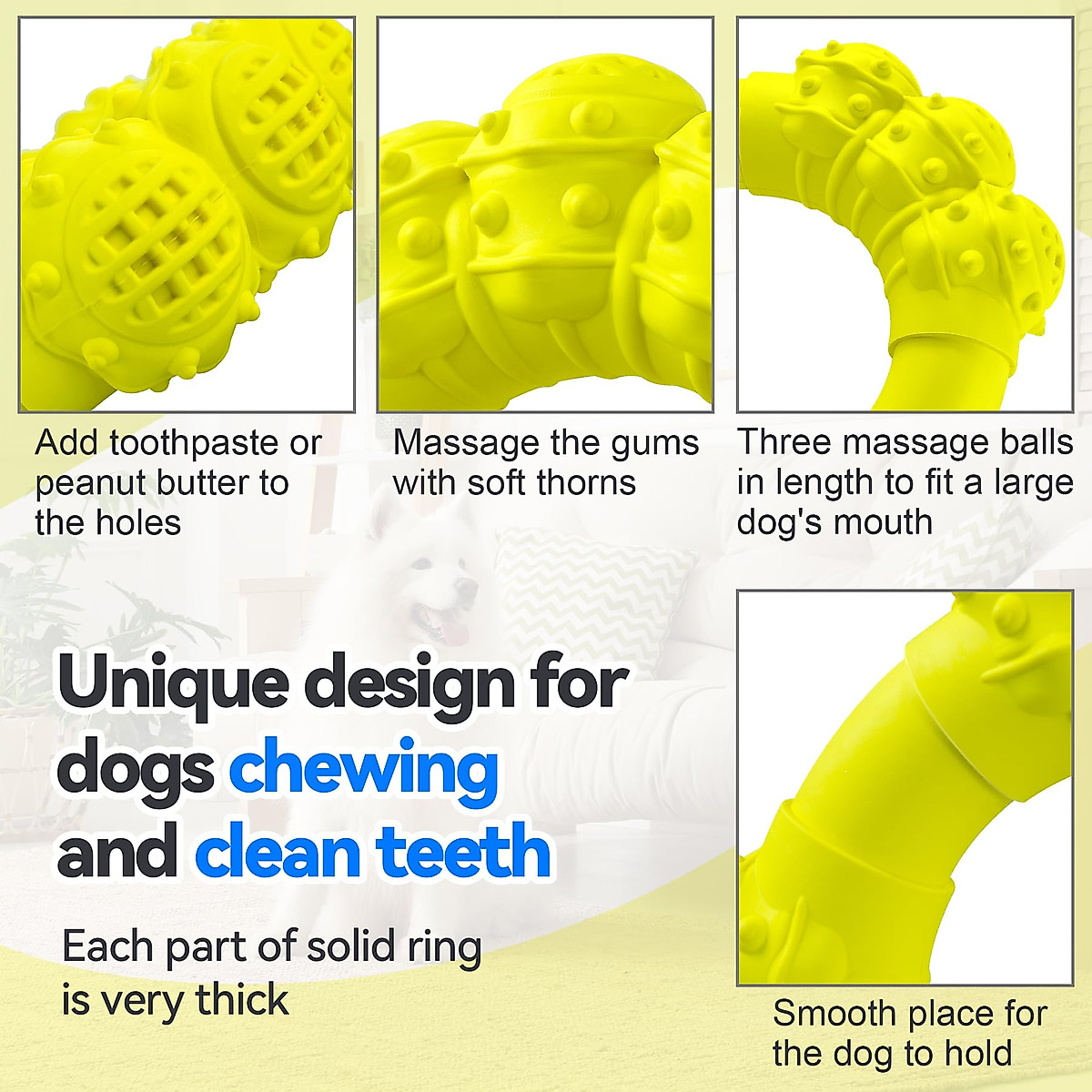 DAOZIJI Indestructible Dog Chew Ring Toys for Aggressive Chewers, Super Chewer Dog Toys for Medium Large Dogs, Puppy Teething Rings for Relax, Interactive Dog Ring Toys, Heavy Duty Dog Teething Toys