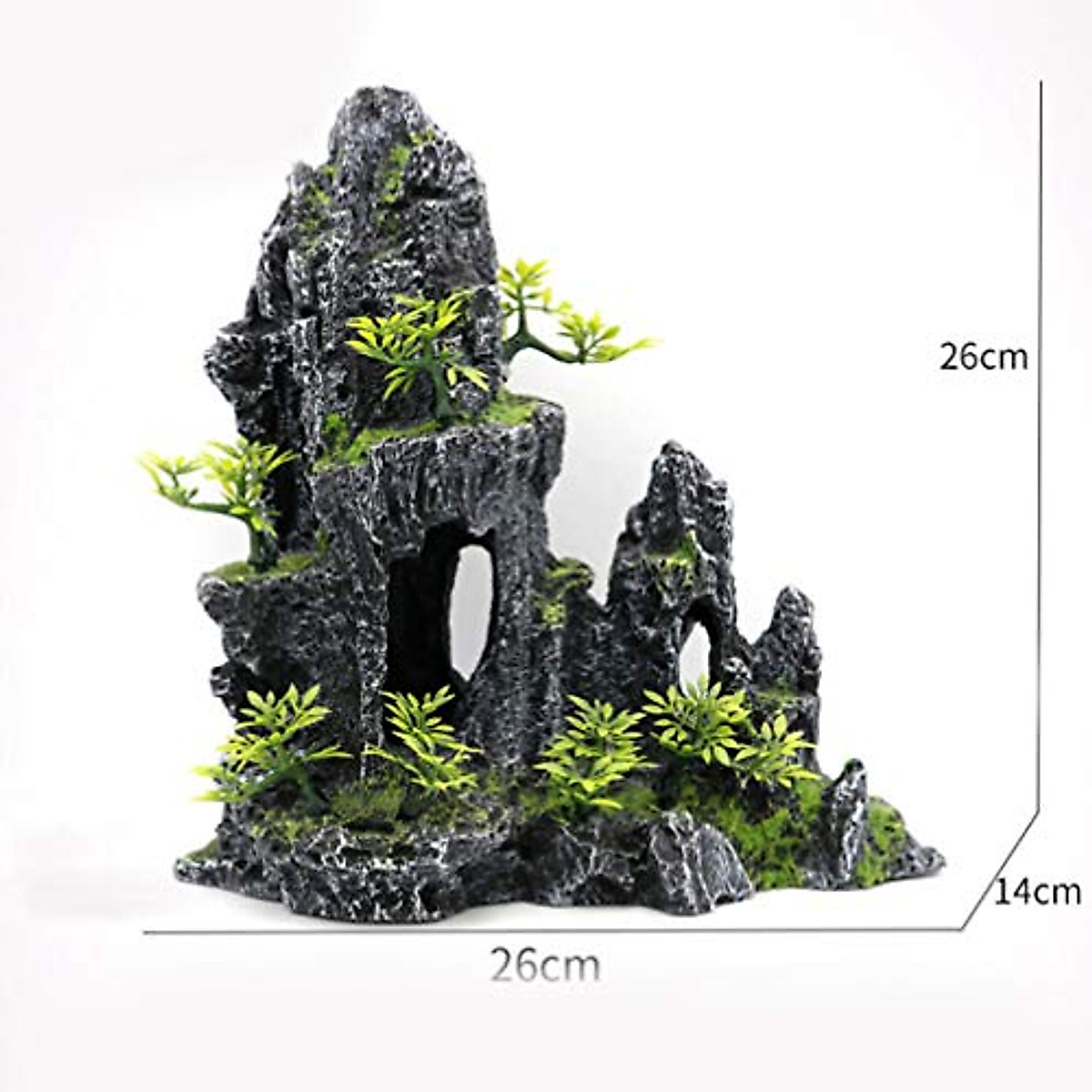 balacoo Aquarium Mountain View Stone Ornament Tree Rock Cave Fish Tank Decoration Fish Hiding Cave