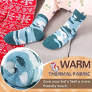 Kids Merino Wool Socks Boys Girls Hiking Boot Winter Thermal Warm Cozy Soft Toddler Thick Crew Socks 6 Pairs (6 Pairs Camouflage, 8-12 Years)