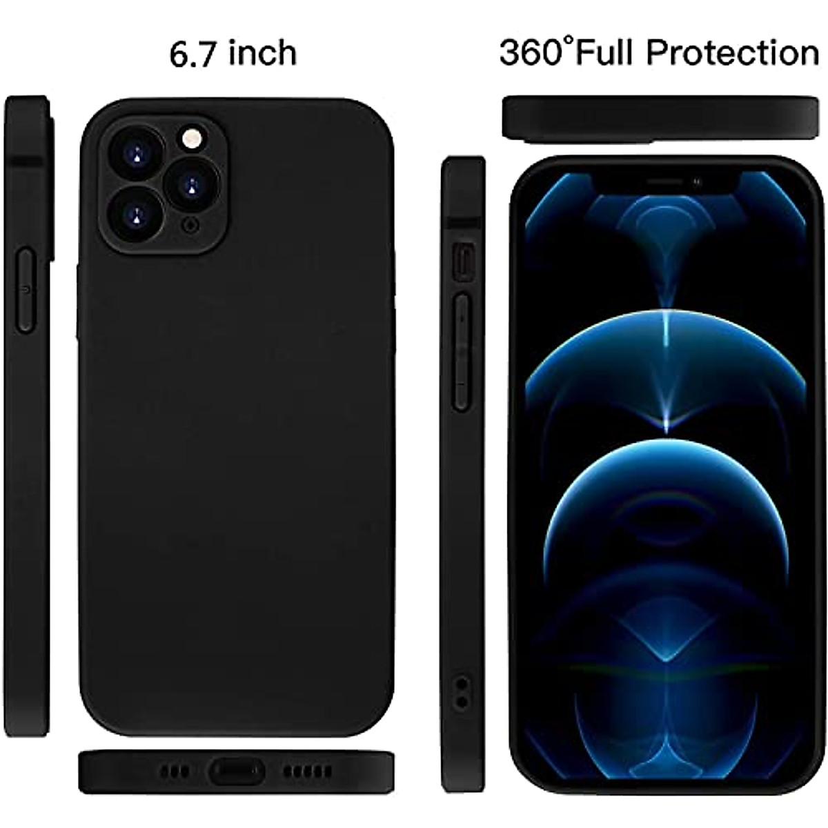 KPKHDI iPhone 13 Pro Max Case Compatible with iPhone 13 Pro Max Matte Silicone Stain Resistant Cover with Full Body Protection Anti-Scratch Shockproof Case 6.7 inch (Black)