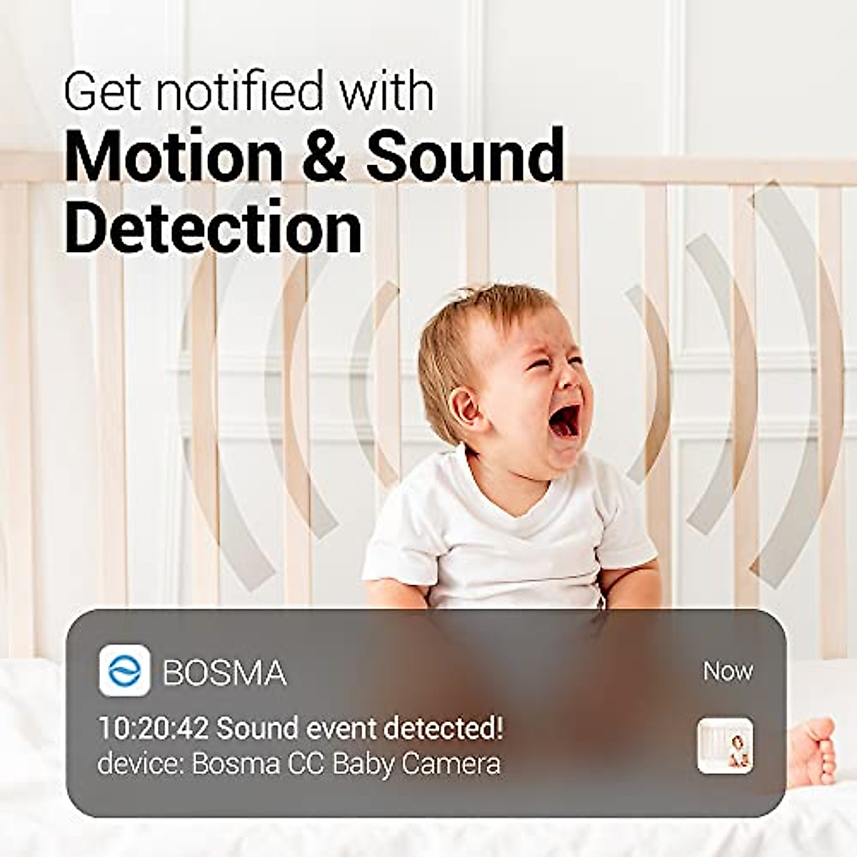 Bosma CapsuleCam Pro Baby Monitor, Indoor Security Camera with Phone app, 1080p HD WiFi Camera with 2 Way Audio, 162° Super Wide Angle, Color Night Vision, Motion & Sound Detection, Free Local Storage
