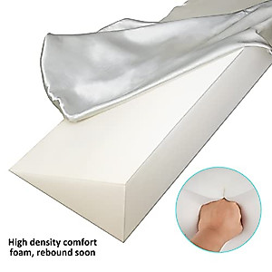 HITHSM Wedge Pillow Headboard Bed Gap Filler Crack Pillow Mattress Gap Filler Wedge (Navy, Queen Pillow)