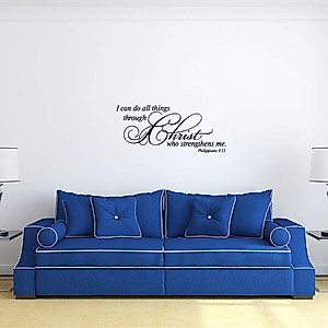 I can do All Things Through Christ who Strengthens me Philippians 4:13 Wall Decal Vinyl Christian Quotes Bible Scripture Inspirational Words Wall Stickers Religious Home Décor