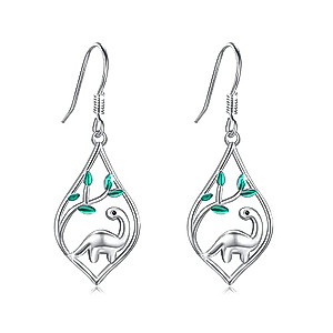 Dinosaur Earrings for Women 925 Sterling Silver Cute Dinosaur Dangle Earrings Hypoallergenic Dinosaur Jewelry Gifts for Women Teens Wife Birthday Christmas