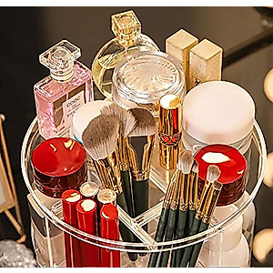 Cq acrylic 360 Degree Rotating Makeup Organizer for Bathroom,4 Tier Adjustable Cosmetic Storage Cases and Make Up Holder Display Cases,Clear