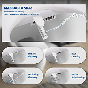 Electric Bidet Toilet Seat with Wireless Remote - Elongated Heated Bidet Toilet Seat with Quick Access Sidebar, Bidet Warm Water with Dryer, LED Nightlight, Self-Clean Nozzle, Slow Close