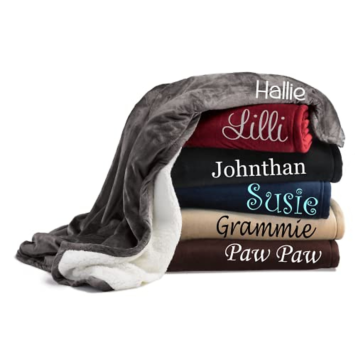 Embroidered Oversized Personalized Blanket Sherpa Mountain Lodge Blanket