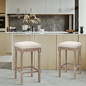 Homestripe Kitchen Counter Pub-Height Barstool 26 Inch Seat Height, Taupe Set of 2, Tan