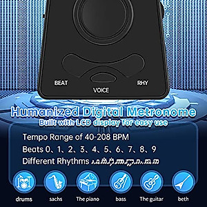 Digital Metronome with Timer, Electronic Vocal Metronome for Piano Guitar Violin and Other Instrument, Adjustable and Timed