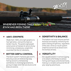 B'n'M Poles - Buck's Best Ultra-Lite Jig Pole Bottom Reel Seat, 10 Foot (2 Sections)