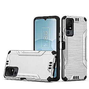 HRWireless Compatible for TCL 40 XL Case (XL Version Only) Strong Tough Brushed Metallic Design [Shockproof] Hybrid Cover for [Ultimate] Protection Against Falls