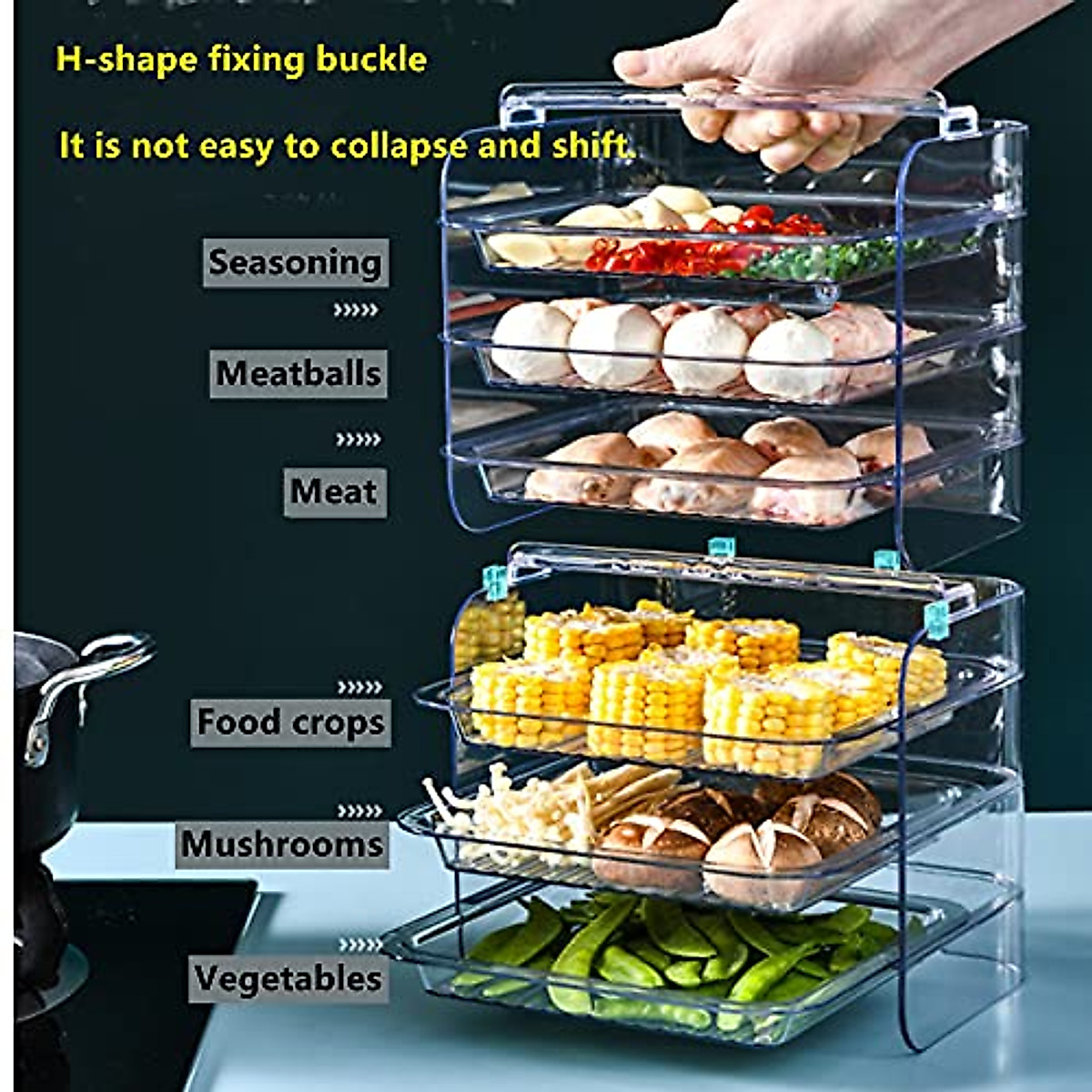 Baotkere Kitchen Multi-Function Fruit and Vegetable Preparation Plate, Side Dish Stacking Storage, Punch-Free Household Hot Pot Dish, Multi-Layer Sorting Tray, Kitchen Sundries Rack