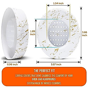 WC SweatZ Protective Earpad Covers Made by WC | Fits Beats Studio 3 & 2 (Does Not Fit Beats Solo) / Bose QC35 & 35II / Bose 700 & More | Sweatproof & Easily Washable | Gold Marble