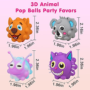 Party Favors for Kids,3D Animal Pop Balls Fidget Toys,Birthday Gifts,Goodie Bag Stuffers,Pinata Stuffers,Carnival Prizes,Treasure Box Toys,Prizes for Kids Classroom