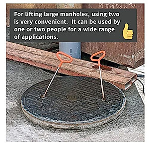 Manhole Cover Hook, Handy sized,13.7 inches Made of S50C Carbon Steel, Made in Japan (2pcs)