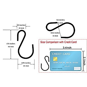 Yikla S Hooks for Hanging Plants, Clothes, Black S Shaped Hooks Made of Metal Iron, Heavy Duty S-Hooks, 30 Pack