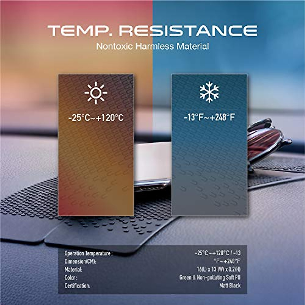 JIMISHA Anti Slip Pad Sticky Gripping Pad Sticky Gel Pad Multifunctional Fixate Gel Pads Non-Slip Mounting Pad Cell Pad, 6.3 x 2.8 inch (2 Pack)